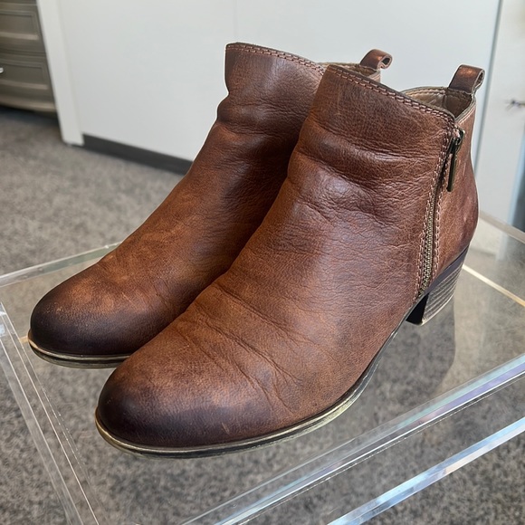 Lucky Brand | Shoes | Luck Brand Basil Ankle Boots Tan Leather Double ...